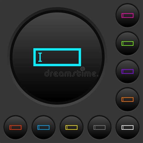 Editbox With Editing Cursor Dark Push Buttons With Color Icons Stock Vector Illustration Of