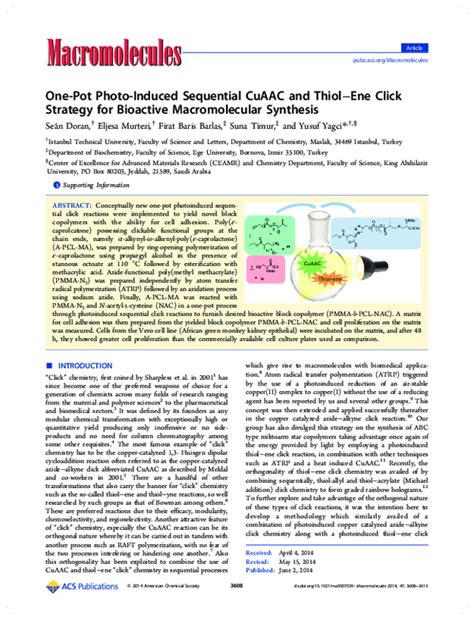 Pdf One Pot Photo Induced Sequential Cuaac And Thiolene Click