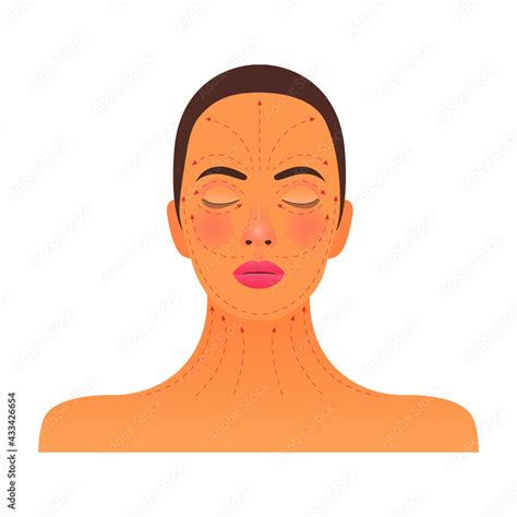 Beautiful Female With Arrows On Her Face Modern Flat Vector
