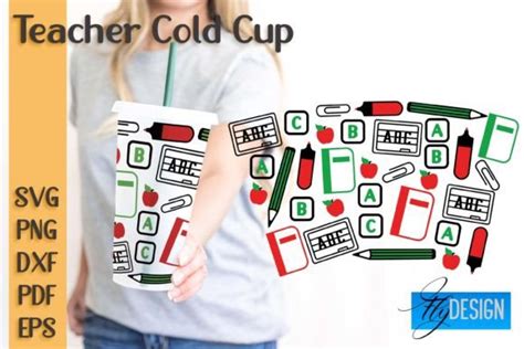 Teacher Svg Cold Cup Teacher Wrap Svg Graphic By Flydesignsvg