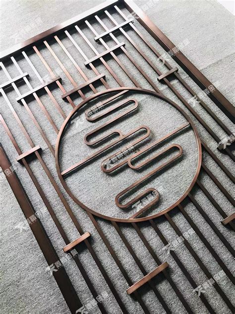 酒店格栅 新中式古铜色铝合金雕刻屏风询价13902899804 站酷zcool