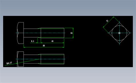 螺栓 方头螺栓（20 80） Autocad 模型图纸下载 懒石网