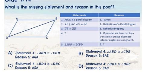 [answered] what is the missing statement and reason in this poof d a