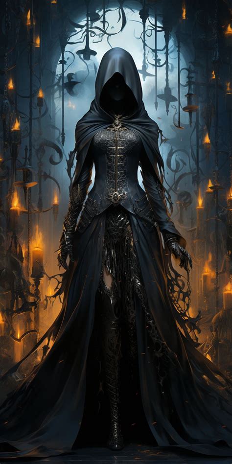 A Woman Dressed In Black And Wearing A Hooded Cloak