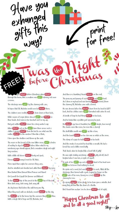 Hilarious Holiday Gift Exchange Game Printable Left Right Game For