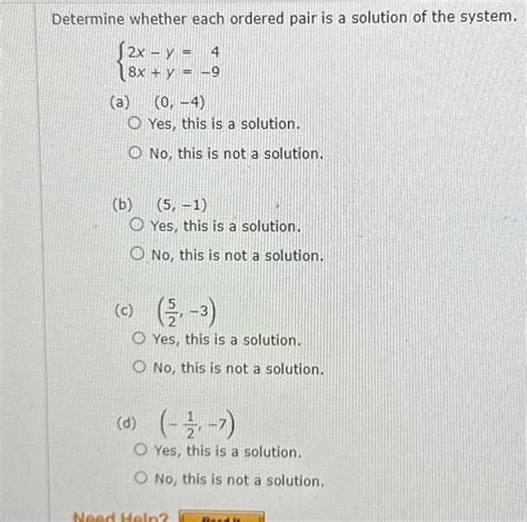 solved determine whether each ordered pair is a solution of