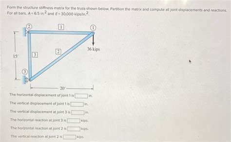 Solved Form The Structure Stiffness Matrix For The Truss Solved Form The Structure Stiffness Matrix For The Truss