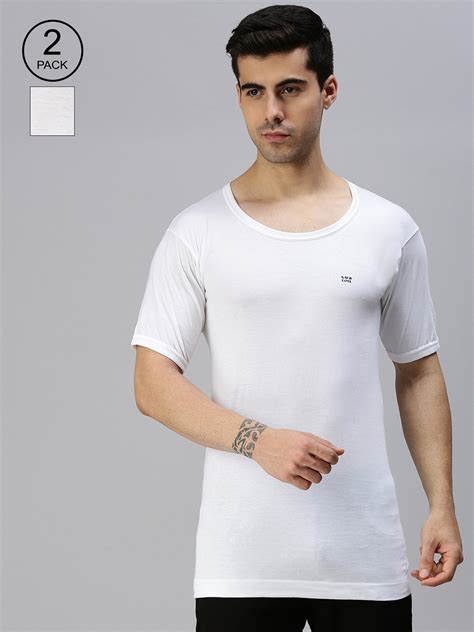 Buy Lux Cozi Men Pack Of 2 White Solid Organic Cotton Basic Innerwear