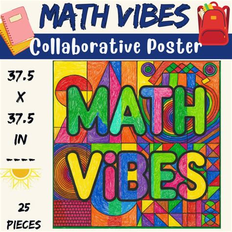 Math Vibes Collaborative Coloring Poster Positive Math Mindset