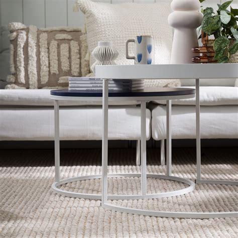 Modern Round Nesting Coffee Tables With Round Base Set Of 2 Walker