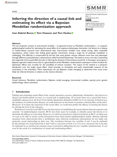 Pdf Inferring The Direction Of A Causal Link And Estimating Its