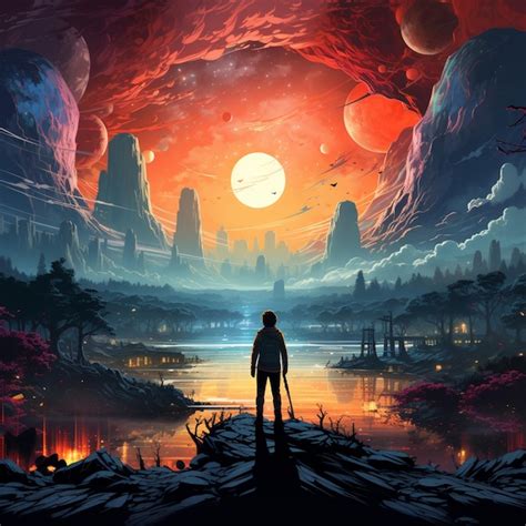 Premium Ai Image There Is A Man Standing On A Rock Looking At A