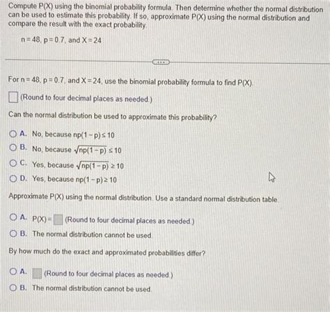 Solved Compute P(X) using the binomial probability formula. | Chegg.com