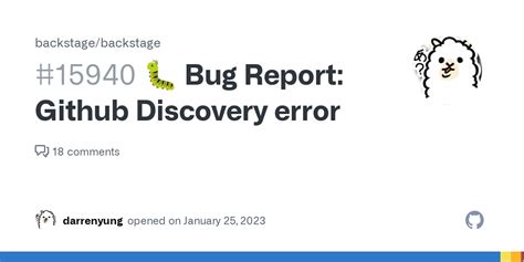 🐛 Bug Report Github Discovery Error · Issue 15940 · Backstage