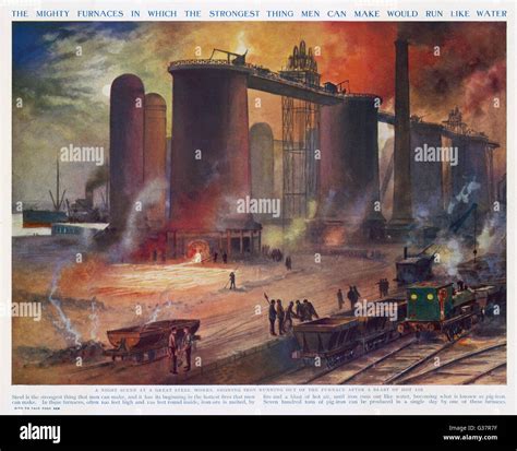 A Modern Steelworks Iron Running Out Of The Blast Furnaces In Which
