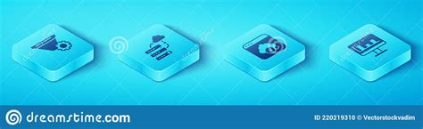 Set Isometric Filter Setting Network Cloud Connection Monitor With Graph Chart And Cloud