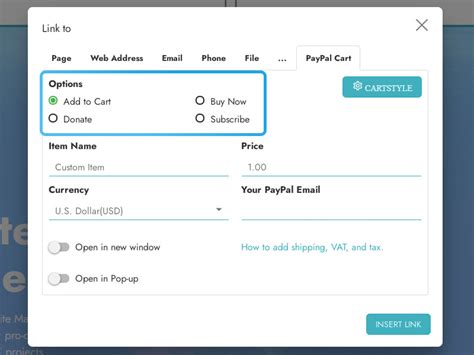 Mobirise PayPal Cart Extension