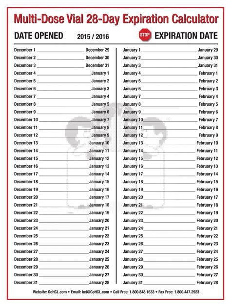 Day Expiration Calendar Shane Darlleen