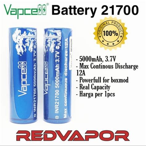 Jual Authentic Vapcell 21700 5000mAh 3 7V 12A 30A Batre Baterai