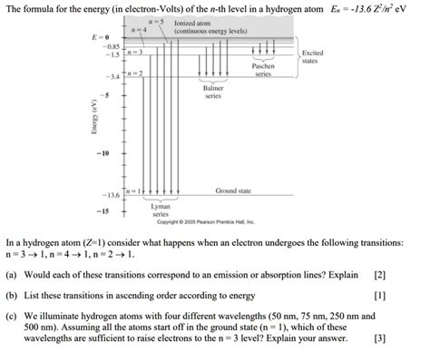 Solved The Formula For The Energy In Electron Volts Of The N Th