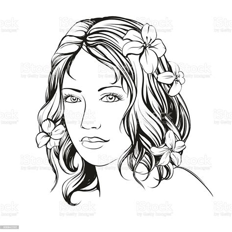 Beautiful Woman Face Hand Drawn Vector Illustration Sketch向量圖形及更多人圖片