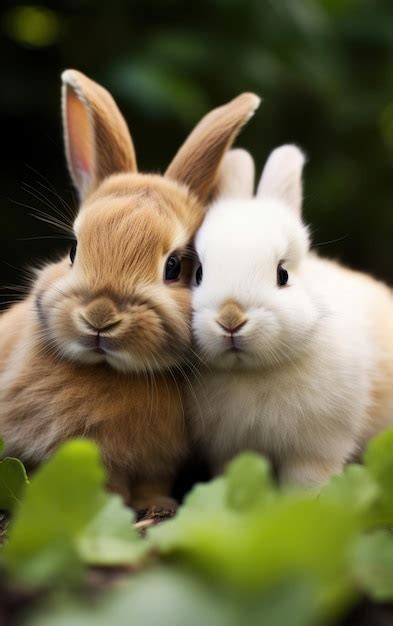 Premium Ai Image Cozy Snuggle Of Two Cute Bunnies