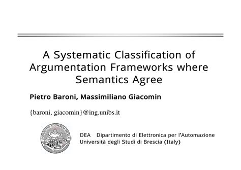 Pdf A Systematic Classification Of Argumentation Frameworks Where