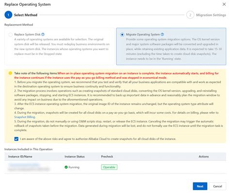 Migrate Or Upgrade The Operating System Of An Ecs Instance Elastic Compute Service Alibaba