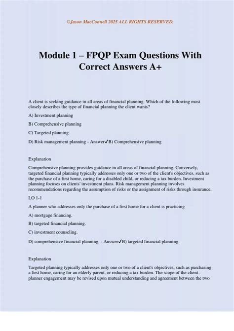 Module 1 Fpqp Exam Questions With Correct Answers A Fpqp Stuvia Us