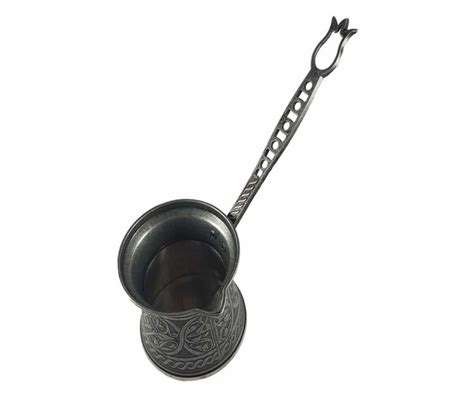 Ibric Turcesc Stil Otoman Din Cupru Antichizat Gri Si Inox 200 Ml Vivre