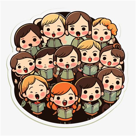 卡通合唱团的贴纸 向量素材图片免费下载 千库网