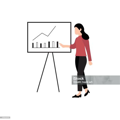 한 여성 사업가가 성장 차트를 들고 프레젠테이션 보드 앞에 서서 긍정적인 진전을 보여주고 있습니다 개발에 대한 스톡 벡터 아트 및 기타 이미지 Istock