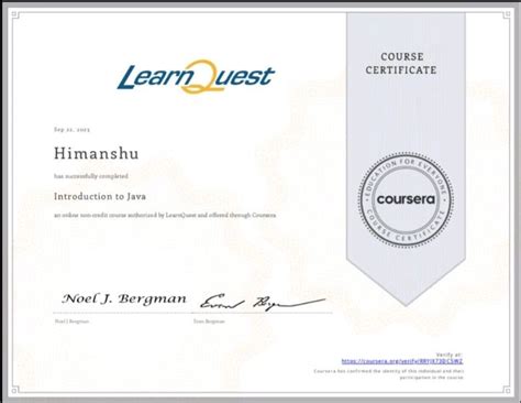 Himanshu On Linkedin Java Learnquest Coursera Programming