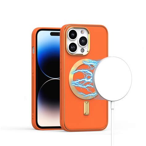 Hybrid Pu Leather Metallic Case With Magsafe Compatible For Iphone 14
