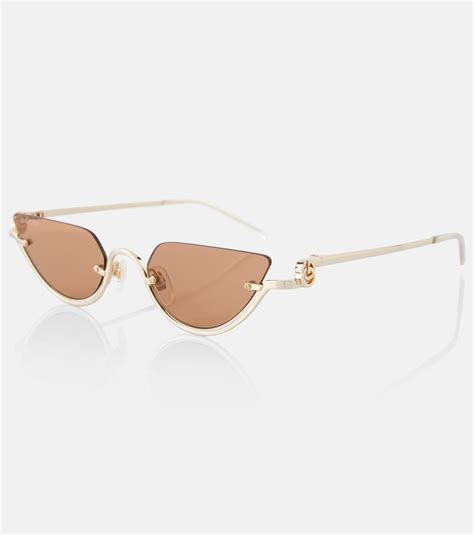 Double G Cat Eye Sunglasses In Gold Gucci Mytheresa