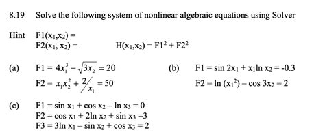 Solved Solve The Following System Of Nonlinear Chegg