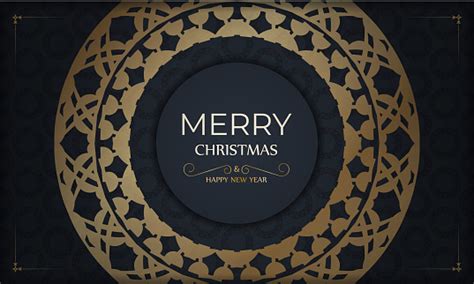Template Kartu Pos Merry Christmas Dalam Warna Biru Gelap Dengan Pola