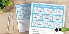 Addition And Subtraction Facts For 10 100 And 1 000 Activity