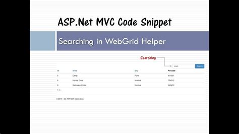 Searching In Web Grid Aspnet Mvc Youtube