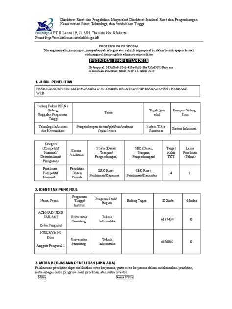 Contoh Contoh Proposal Penelitian Yang Lolos Dosen Pemula Pdp Tahun 2019 Pdf