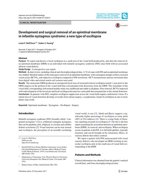 Development And Surgical Removal Of An Epiretinal Membrane In Infantile