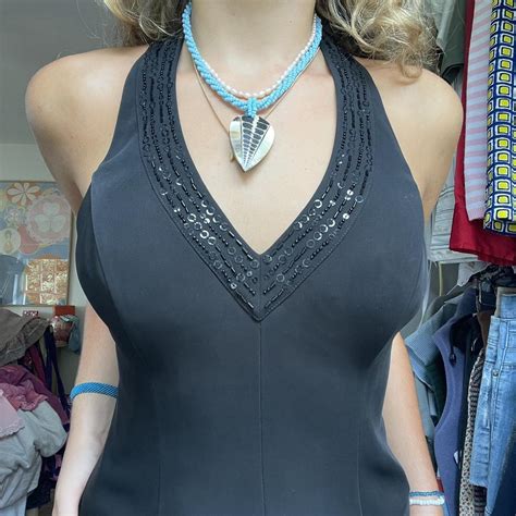 Black Sequin Corset Halter Top Will Fit 6 10 Shown Depop