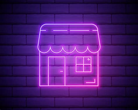Premium Vector Neon Shopping Market Icon Vector Illustration Of Shop