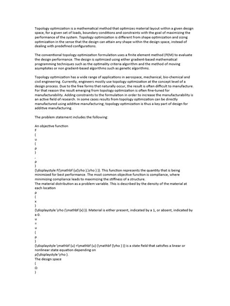 Topology Optimization A Mathematical Method Pdf Mathematical