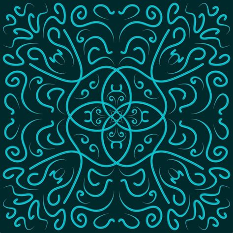 Premium Photo Cyan Doodle Floral Pattern