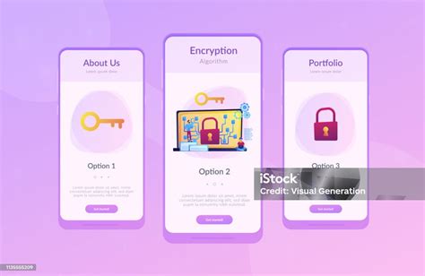 Cryptography And Encryption App Interface Template Stock Illustration
