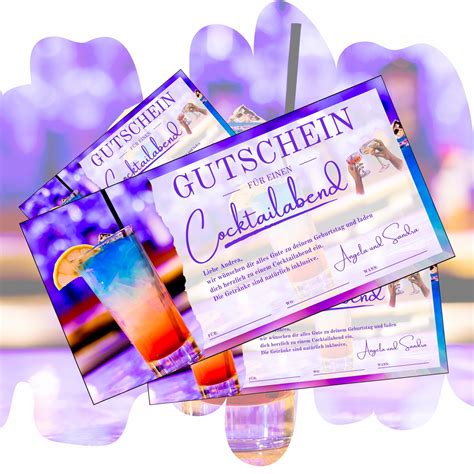 Voucher For A Cocktail Evening Cocktail Template To Print Out Birthday