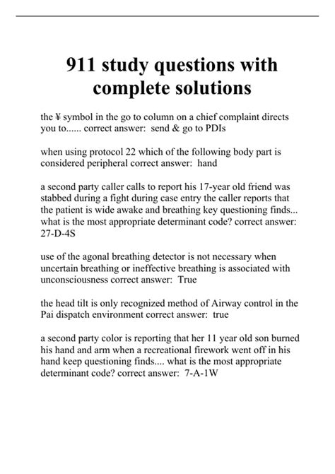 911 Study Questions With Complete Solutions 911 Dispatcher Stuvia Us 911 Study Questions With Complete Solutions 911 Dispatcher Stuvia Us