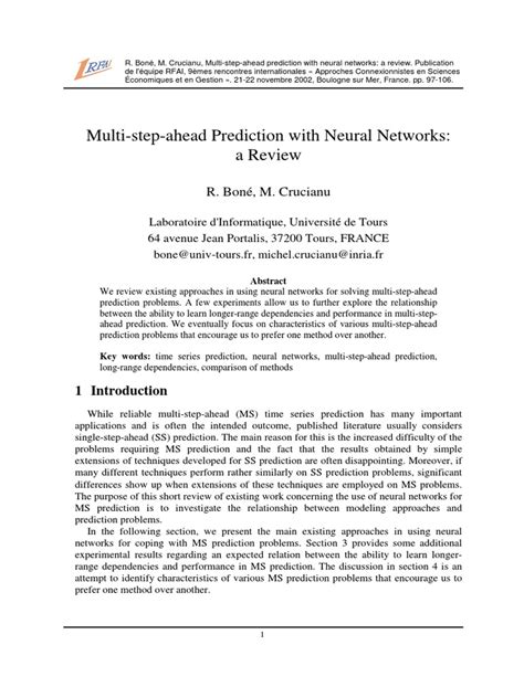 Multi Step Ahead Prediction With Neural Networks Pdf Time Series