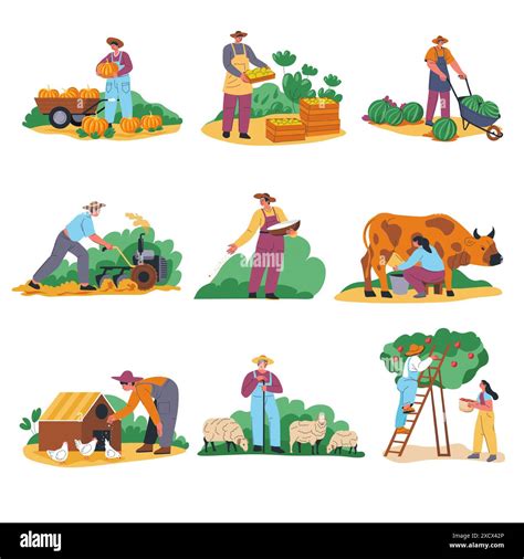 Farmers Harvesting Crops Illustration Vector Stock Vector Image And Art